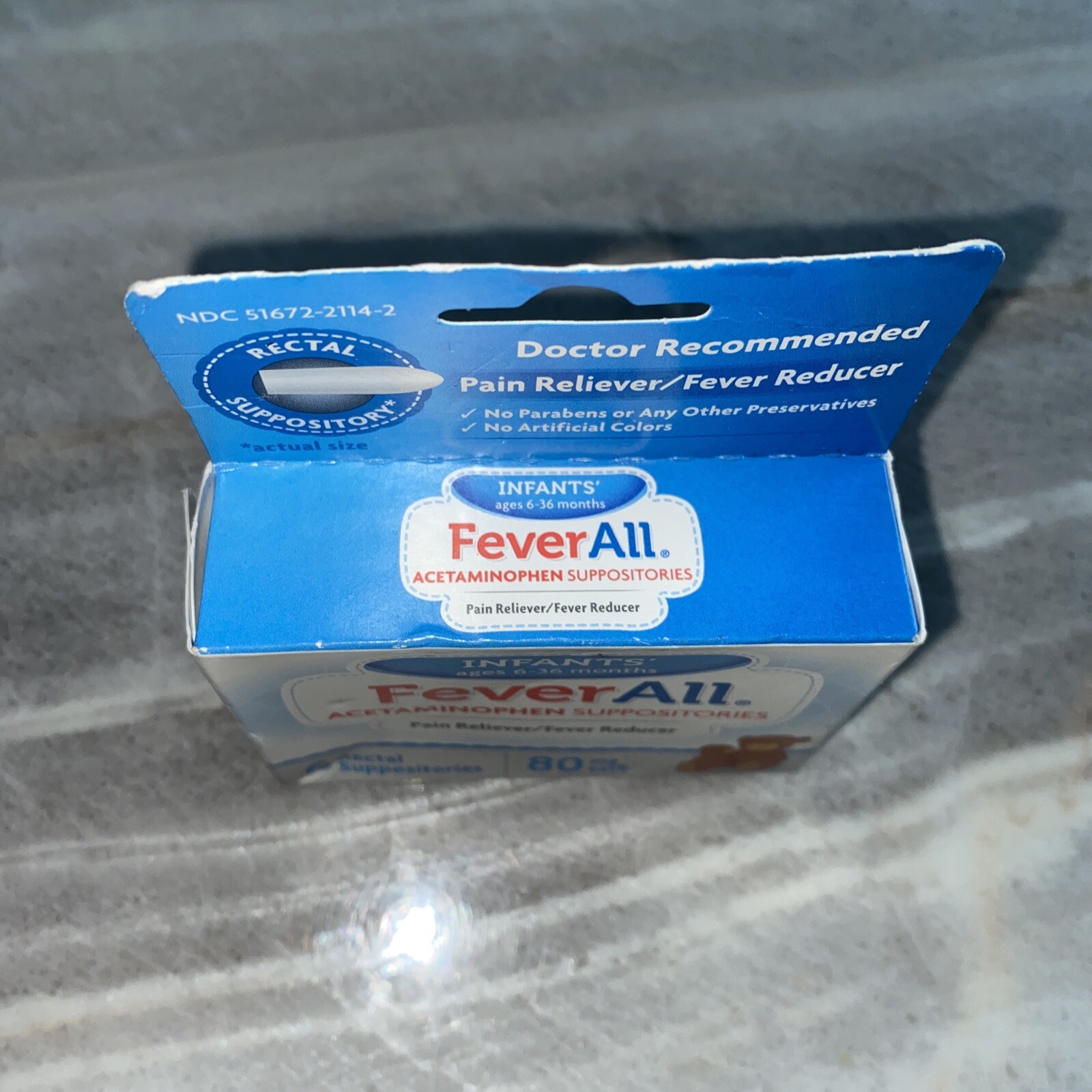 Infants' FeverAll Acetaminophen Suppositories 6 Ct 80mg ea Ages 6-36 ...