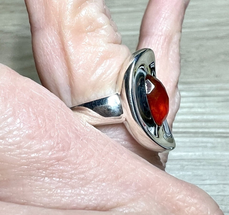 Designer Signed RLM Studio Sterling Silver Orange Carnelian Puddle Ring ...
