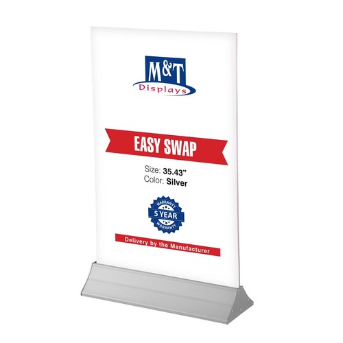 Easy Swap 35.40 Inch Banner Brochure Display Stand Sign Holder Silver ...