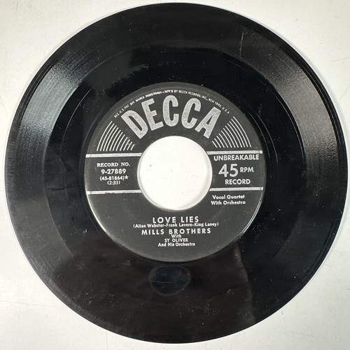 Mills Brothers Be My Life's Companion / Love Lies Record 45 RPM Vinyl ...