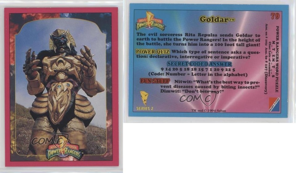 1994 Mighty Morphin Power Rangers Series 2 Retail Red Border Goldar #79 ...