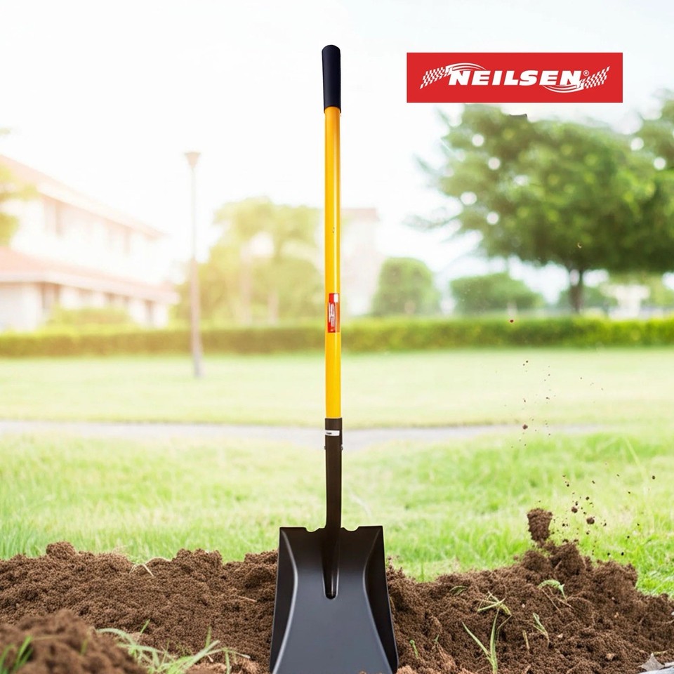 Square Spade Shovel 1480mm Long Fibreglass RubberGrip Handle Builder ...
