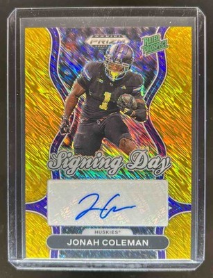 2025 Prizm Draft Picks Jonah Coleman Signing Day Auto Gold Shimmer #7/ ...