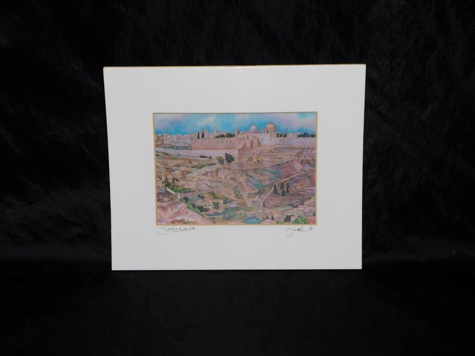 Jerusalem Israel Lavi City Landscape Art Print NEW Purple Blue Gold ...