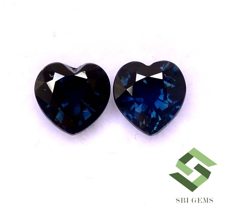 1.07 CTS Certified Natural Blue Sapphire Heart Shape Cut Pair 5x5 mm ...