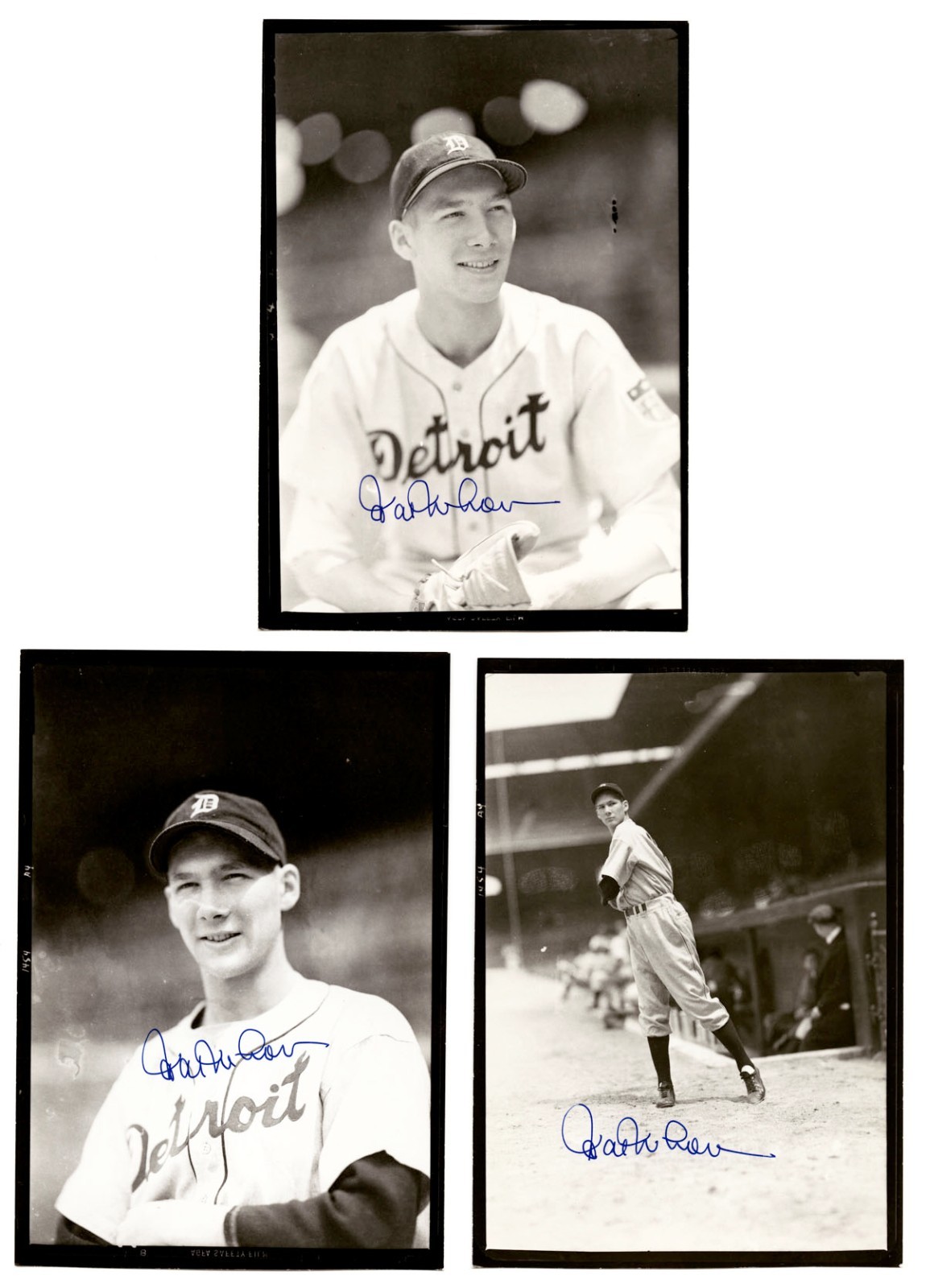 1939 HAL NEWHOUSER AUTOGRAPHED JIM ROWE PHOTOGRAPHED (3) PRISTINE ...