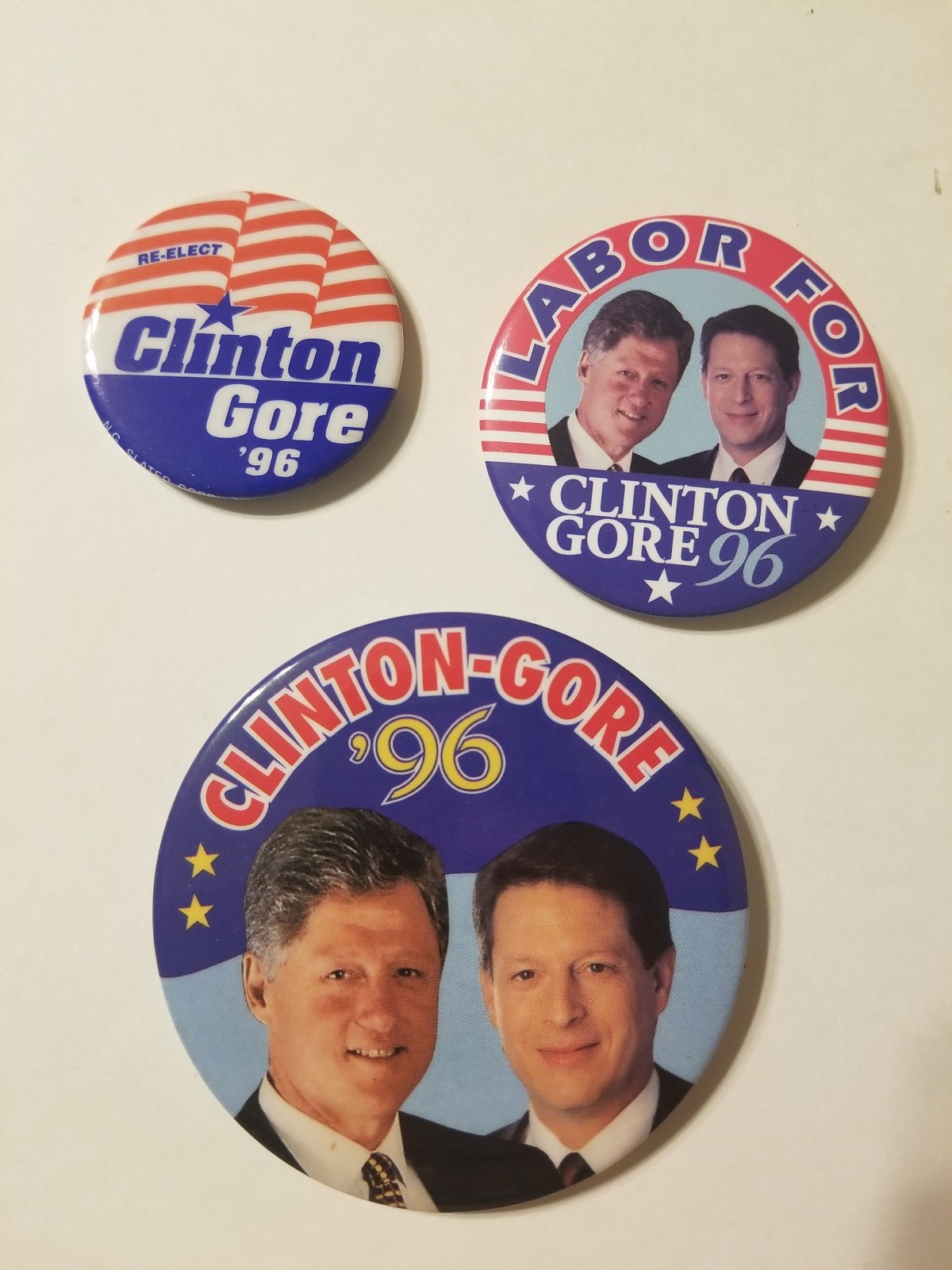 3 Clinton Gore Pins 1996 labor vote president re-elect first family 96 ...