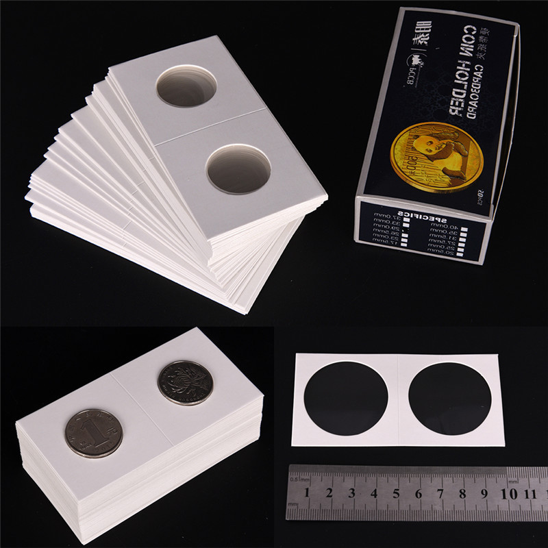 50X White Cardboard 2x2 Mylar Coin Holders with Storage Box Hoy3 | eBay