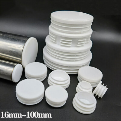 Round Plastic White Blanking End Cap Caps Tube Pipe Inserts Plug Bung ...