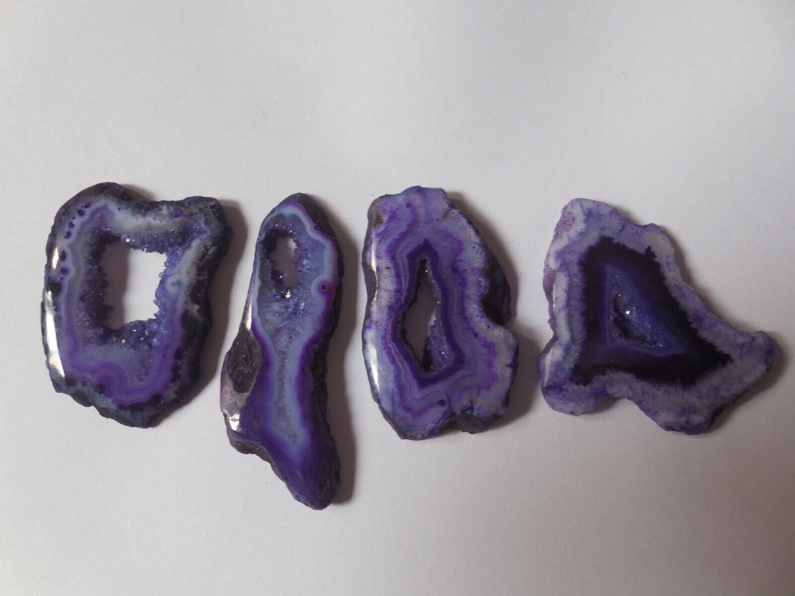 4 Pcs Set Druzy Natural Slice Beads Agate Solar Quartz Geode Raw Purple ...