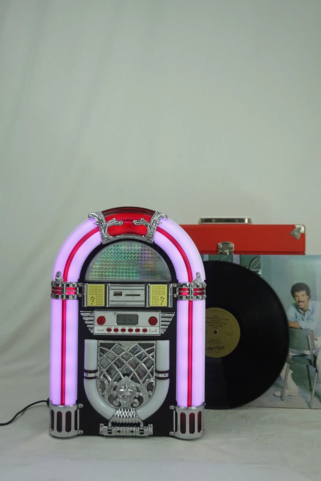 Bluetooth Jukebox USB CD Player LED SD MP3 Tabletop Wurlitzer Style ...