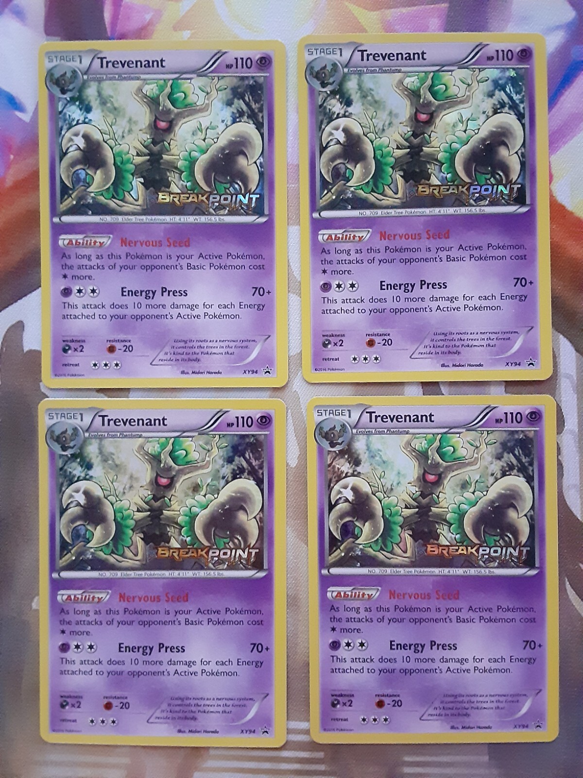 4x Pokemon TCG Trevenant XY94 Prerelease Promo Breakpoint NM Near Mint ...