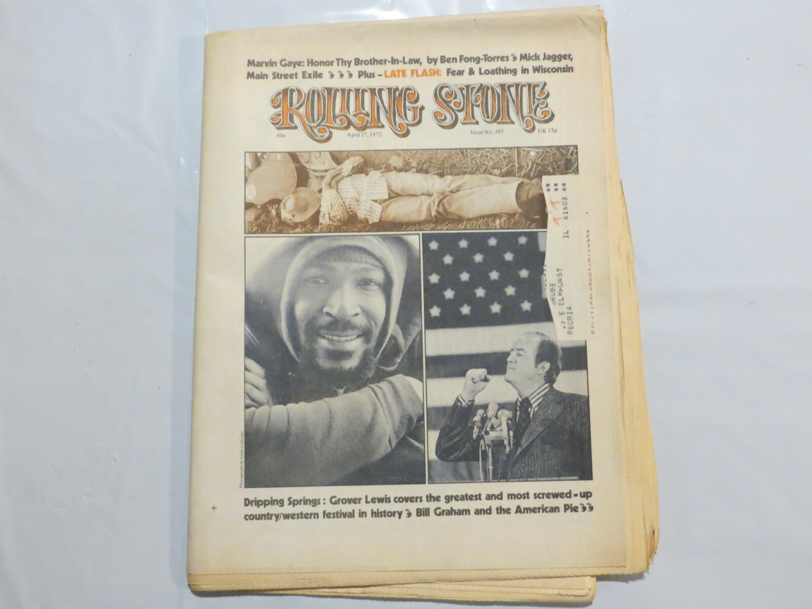 Rolling Stone Music Magazine #107 Apr 27, 1972 MARVIN GAYE Mick Jagger ...
