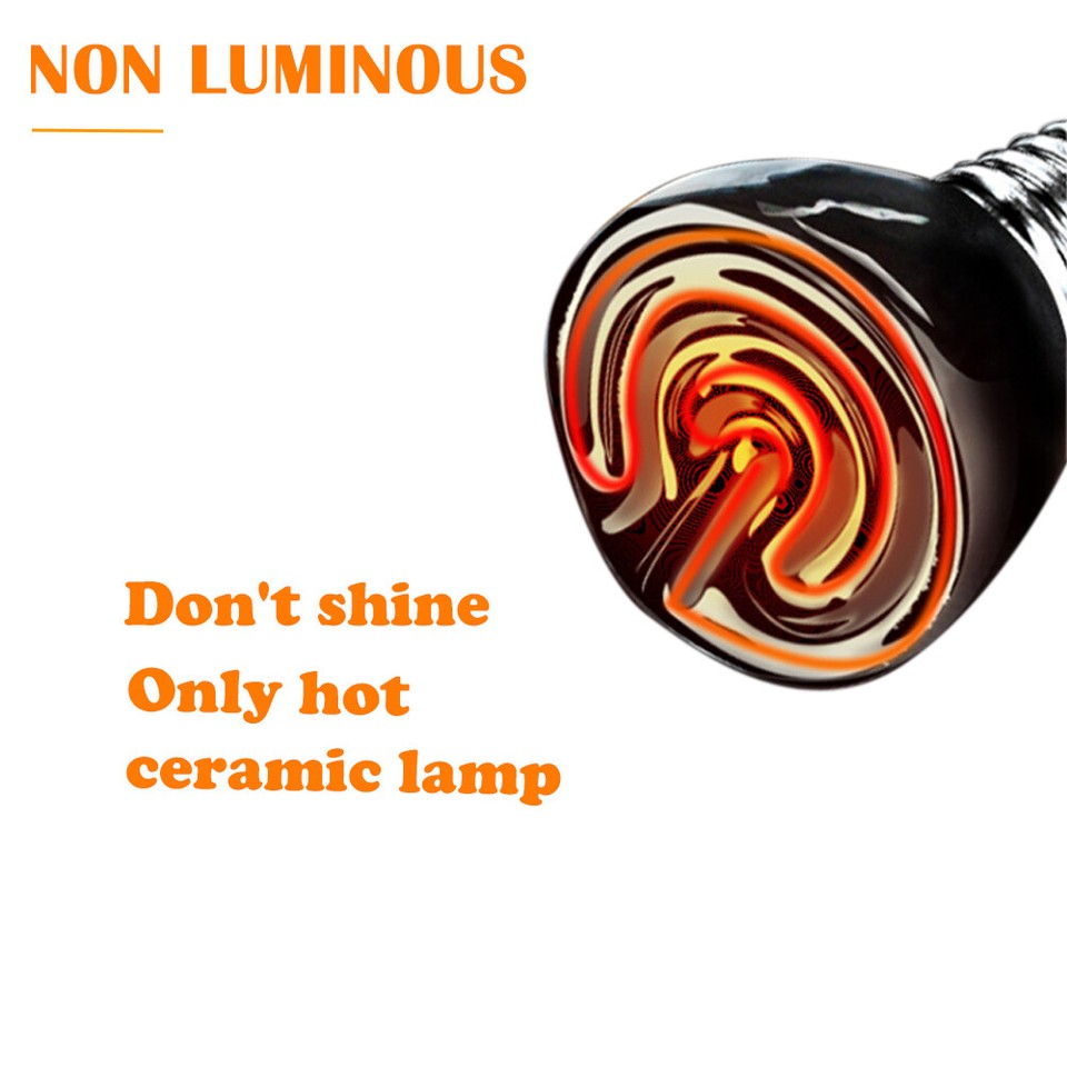 2PC E27 Reptile Lamp Infrared Ceramic Heat Lamp Bulb Pet Turtle Basking ...