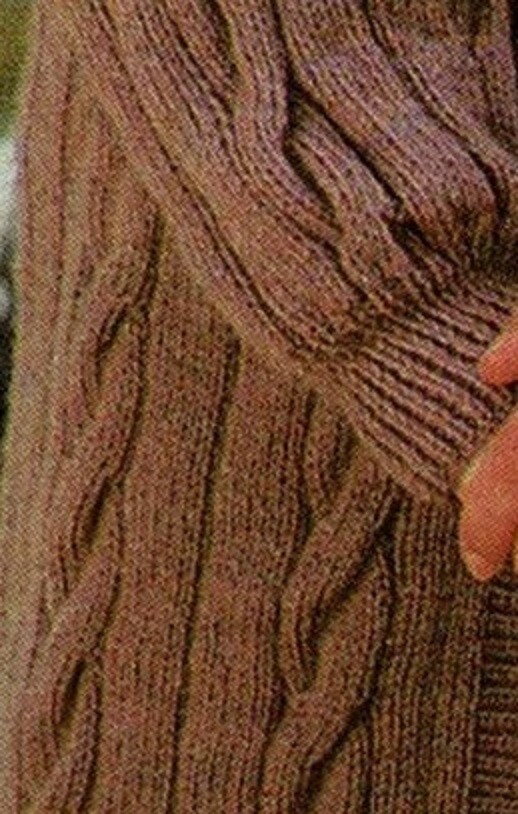 Ladies long line jacket / cardigan knitting pattern with a cable ...