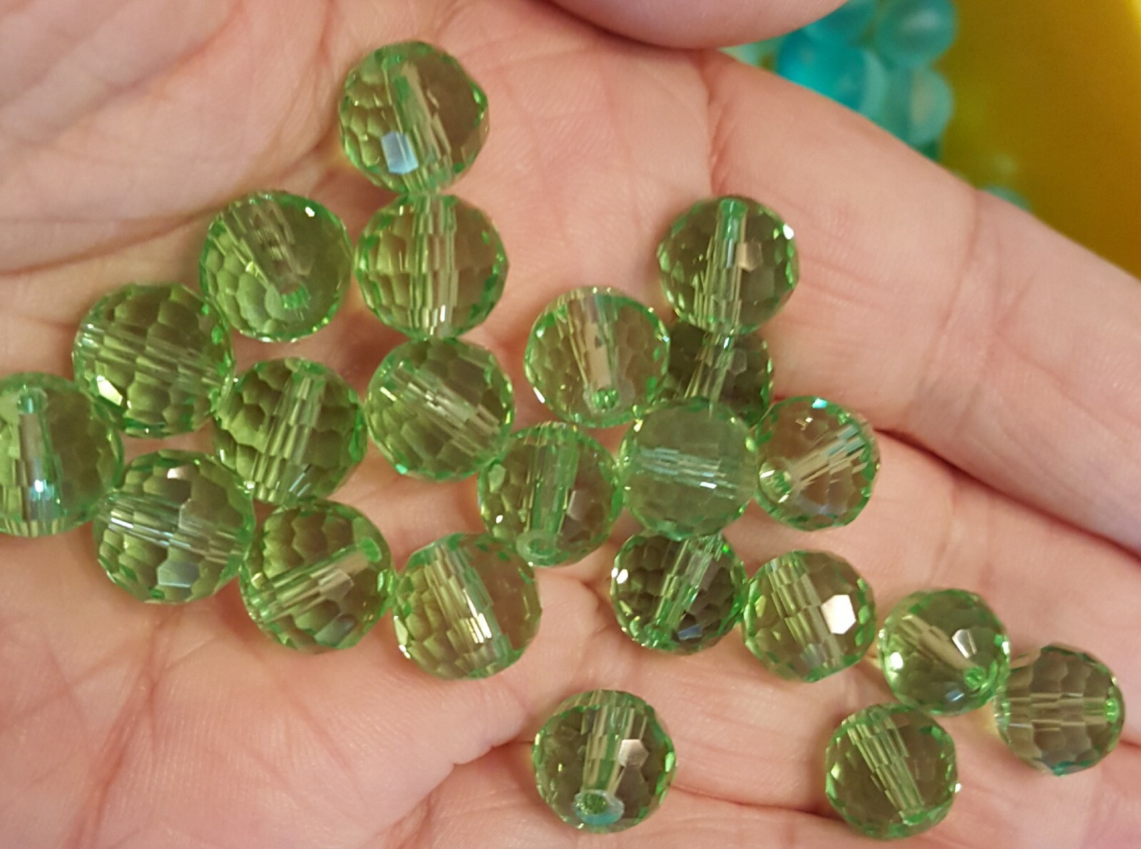 30 Round Micro Faceted Light Green Beads 10mm | eBay
