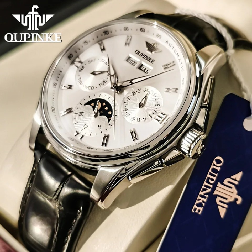 Automatic Mechanical Watch Waterproof Moon Phase Luxury Dial Men Men's ...