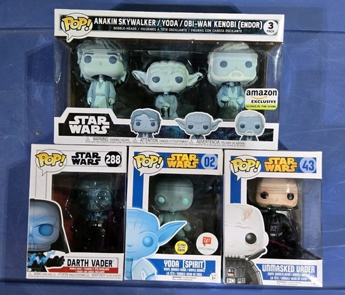 Star Wars Funko Pop Force Ghost Anakin Skywalker Obi-Wan Kenobi Yoda ...
