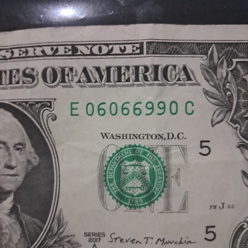 2017 Series A One Dollar Bank Note With Fancy Serial Number | eBay
