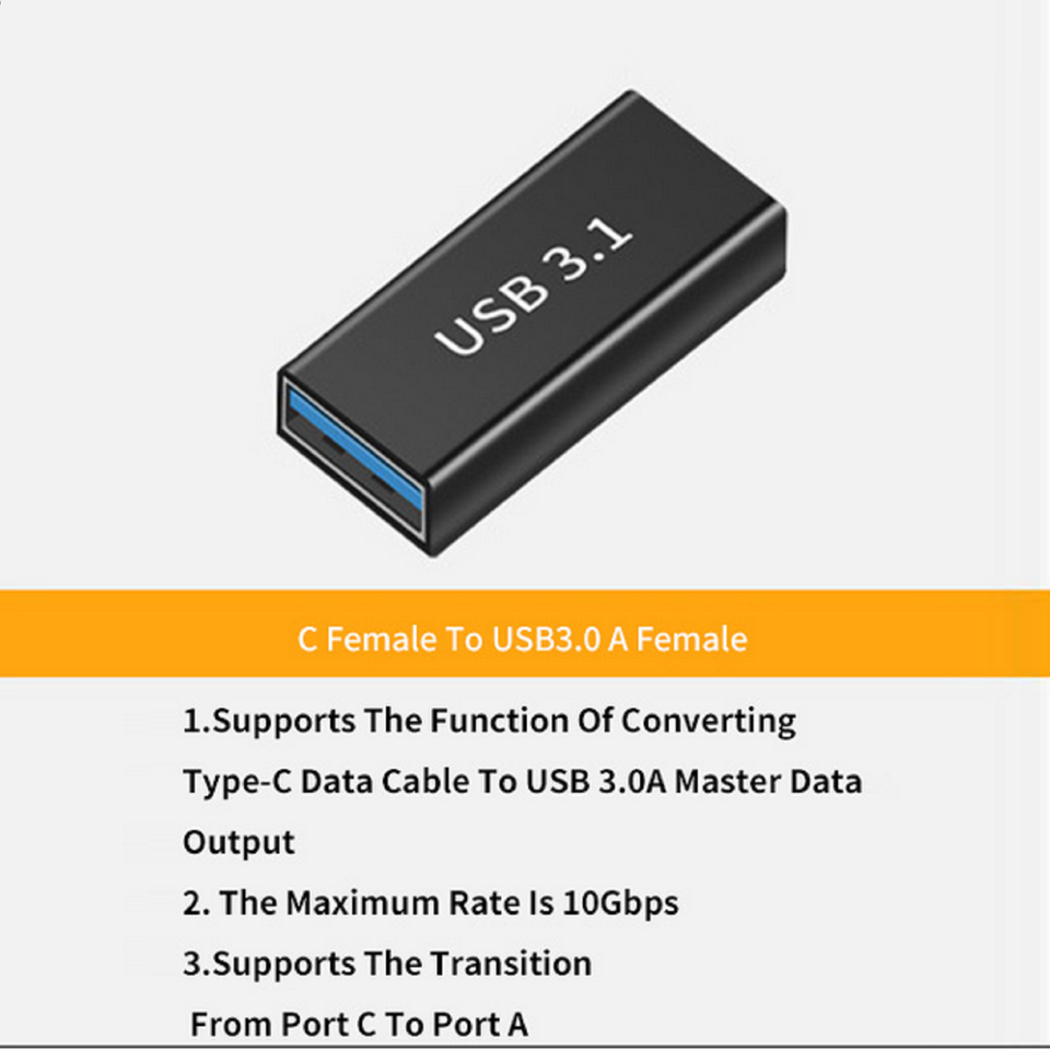 USB 3.0 Coupler Female to USB Type C Female Adapter Extender Converter ...