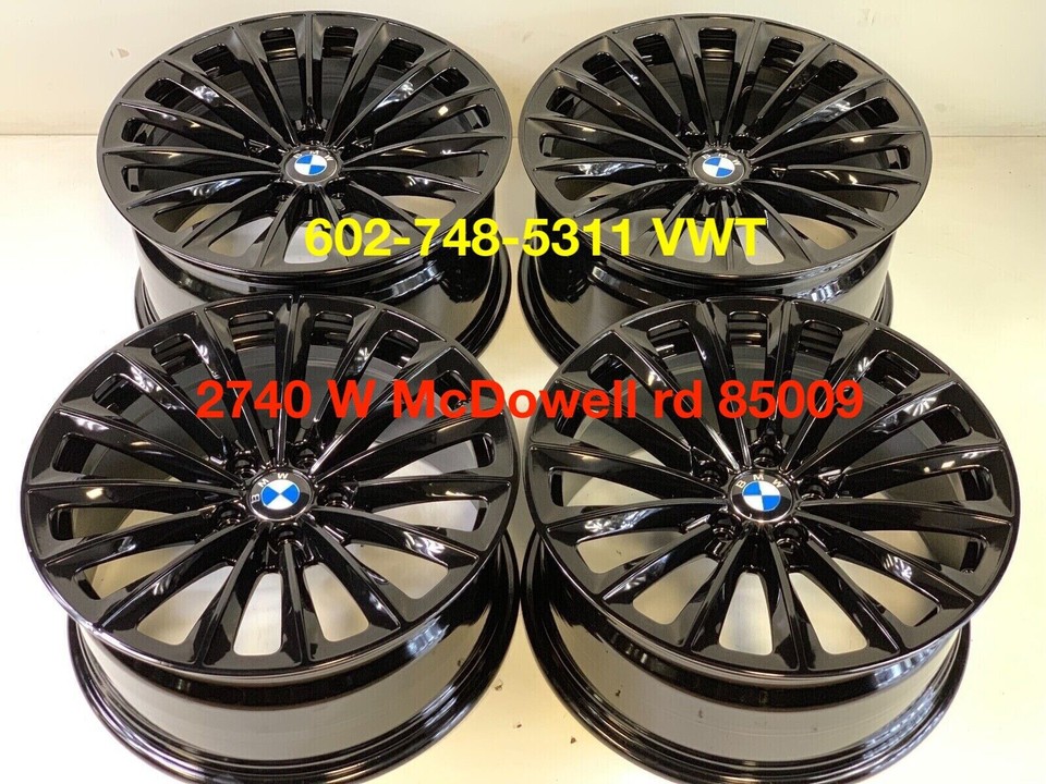 19 INCH OEM GENUINE BMW GLOSS BLACK 5X112 WHEELS RIMS SET 4 PWDR COAT ...