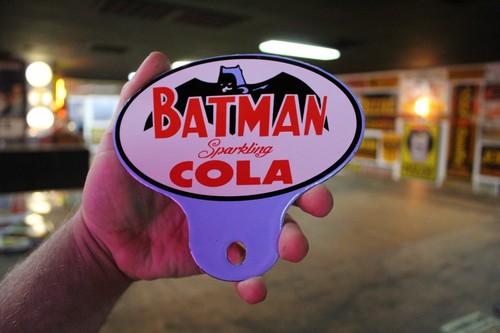 BATMAN COLA LICENSE PLATE TOPPER PORCELAIN METAL SIGN COMIC SUPERMAN ...