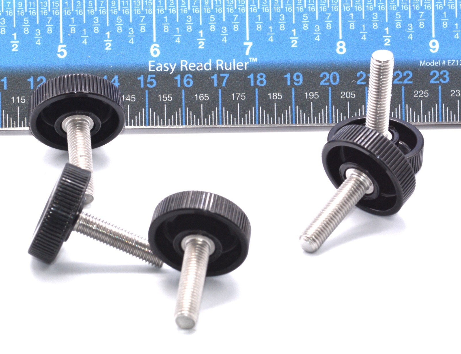 1/4"- 28 x 1" Fine SS Thumb Screws w 1" Knurled Delrin Head 5 per ...