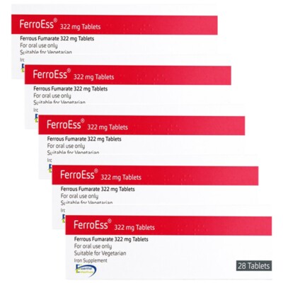 Ferrous Tablets 322mg - Iron Tablets - 28 Tablets x 5 PACK - Brand May ...