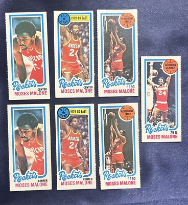 1980-81 Topps Basketball Moses Malone #7 102 103 107 (Separated) 7 ...