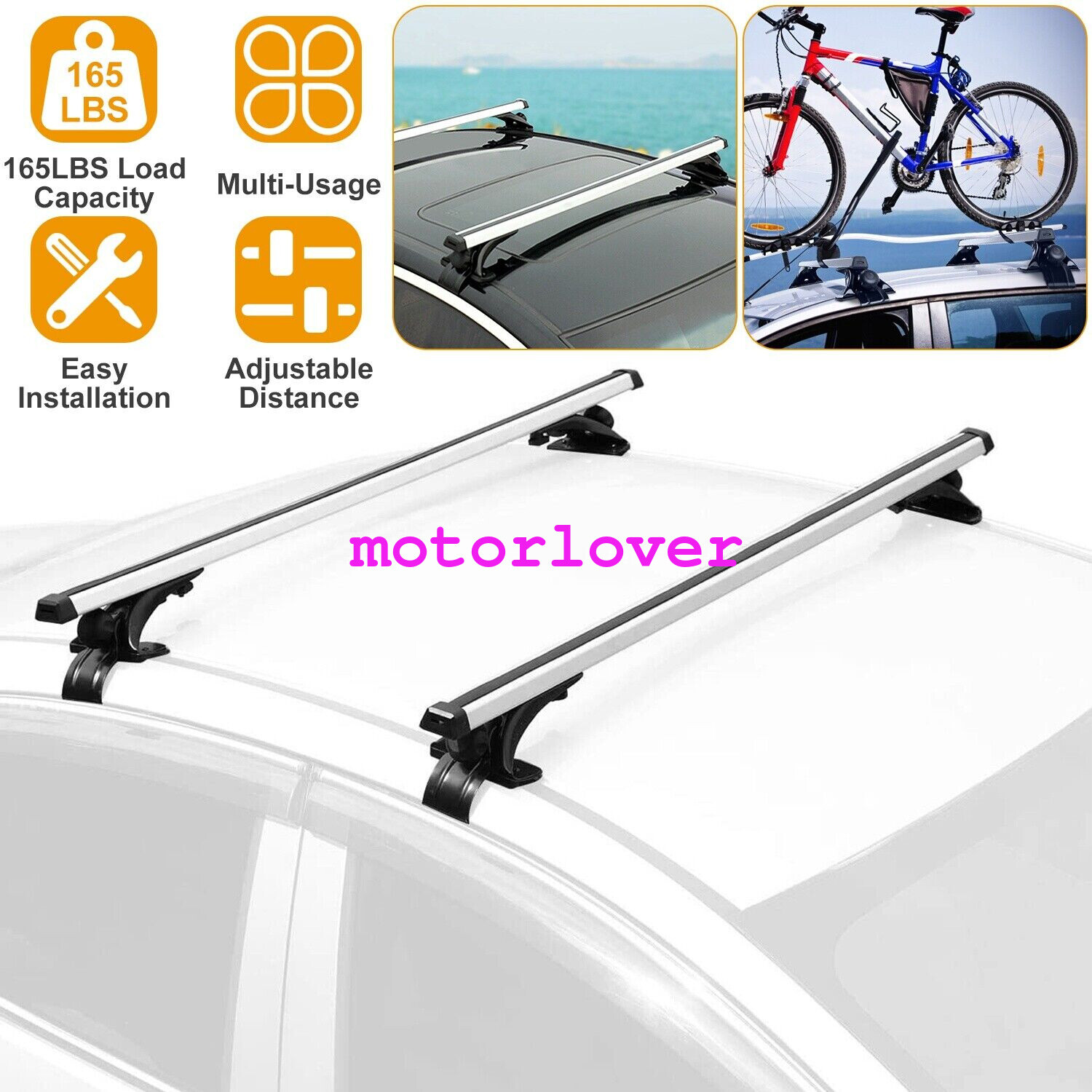 48" Car Universal Top Roof Rack Cross Bar Luggage Cargo Carrier Rails ...