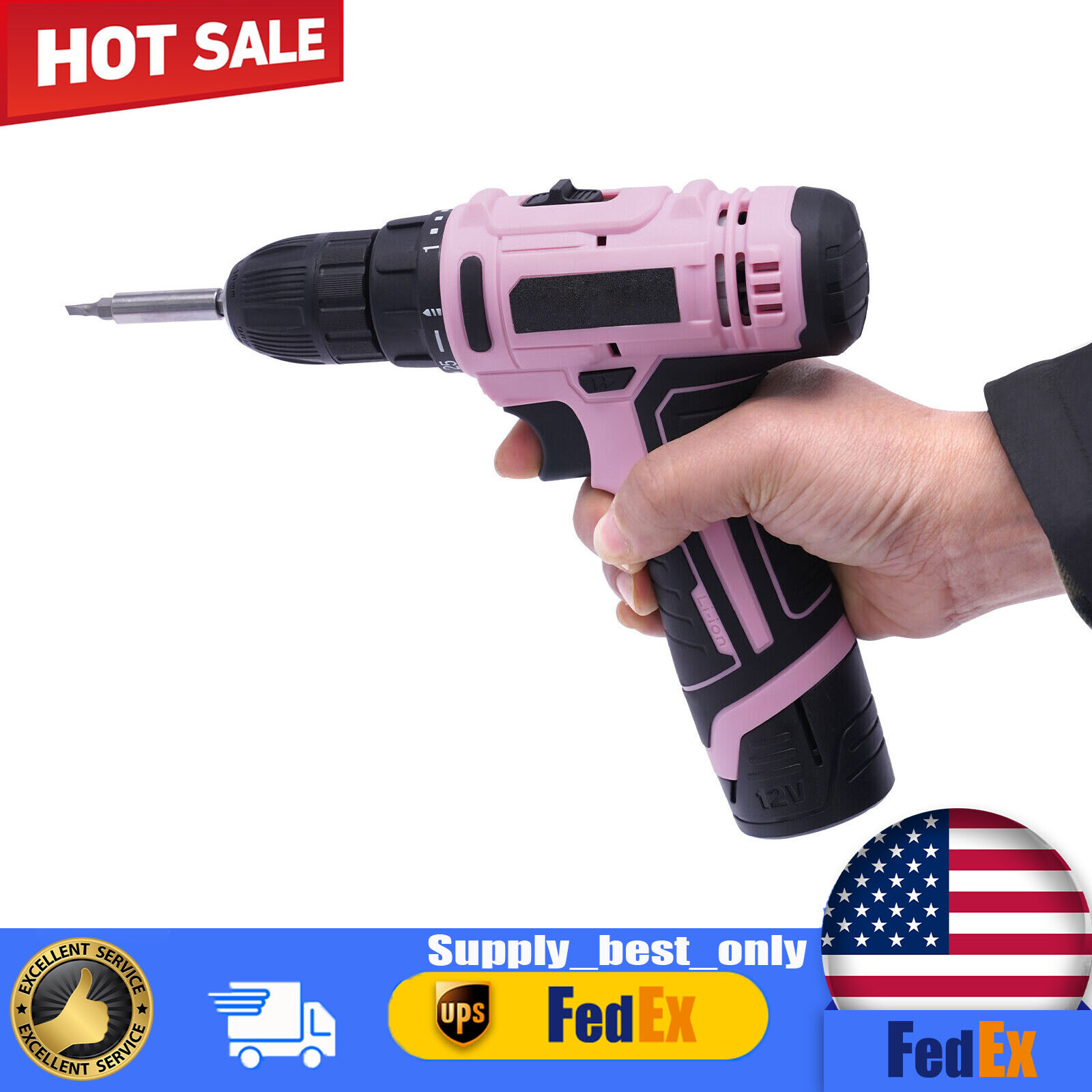 Wireless Cordless Electric Screwdriver Drill Set Power Tool Driver Set USA