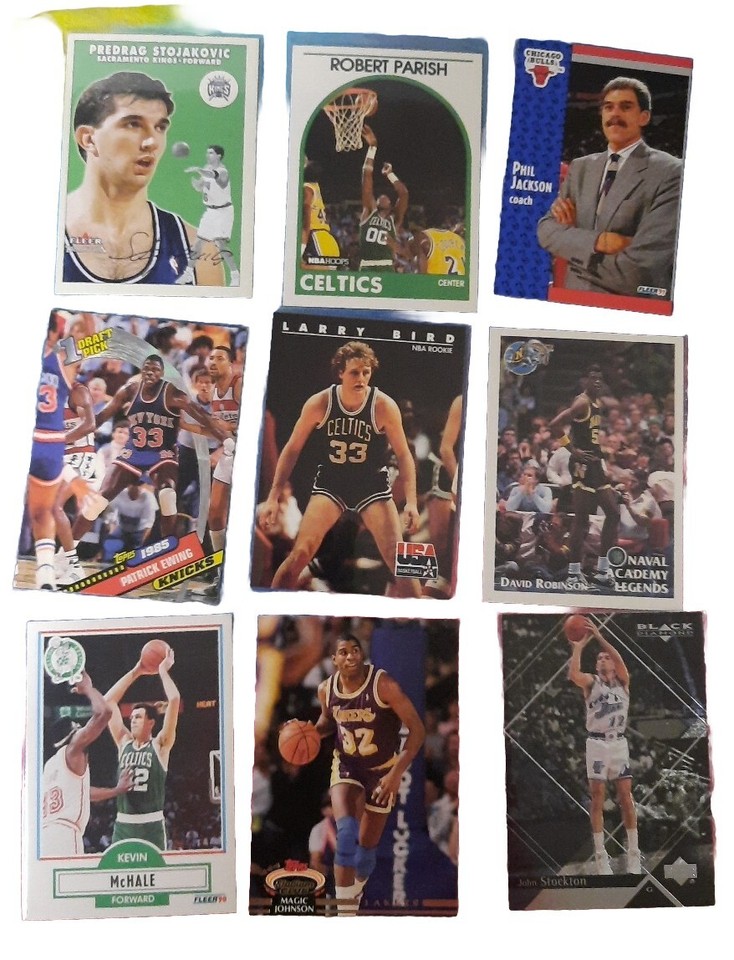 NBA Bird Magic David Robinson McHale Ewing Parish Phil JACKSON CARD LOT ...