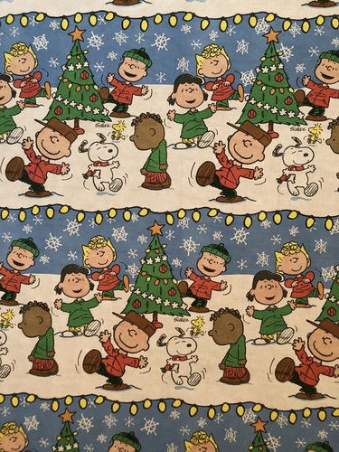 Peanuts Gang Blue Background Gift Wrapping Paper 2 Yards FOLDED ...