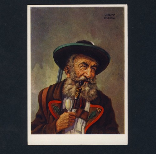BERCHTESGADEN JÄGER Pfeife Tracht * Vintage 1930s PC by FRITZ GÄSSL ...