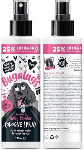 Bugalugs Dog Perfume Spray with Aloe Vera & Baby Powder Cologne great ...