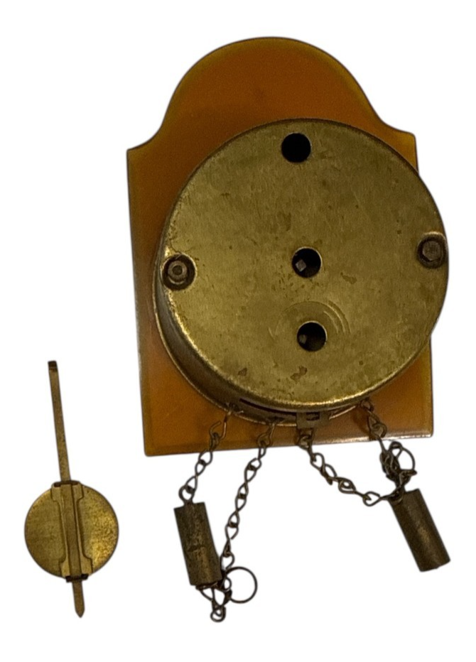 Antique Mini Wall Wind Up Clock w/Weighs & Pendulum & Mother Of Pearl ...