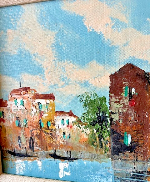 Vintage Framed Oil Painting of Venice, Italy Scene by artist Valerio ...