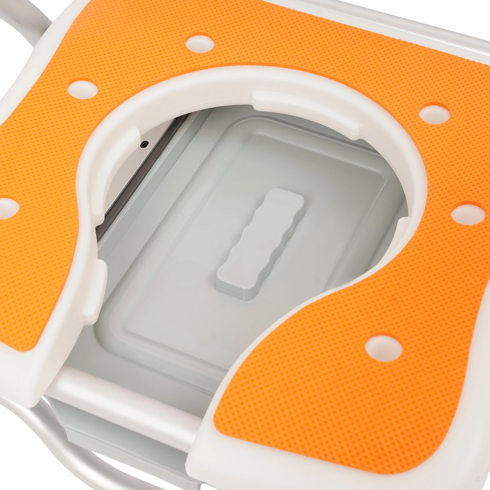 330lb Bedside Commode Toilet Chair w/ Bed Pan 3* EVA Seat Pads Height ...