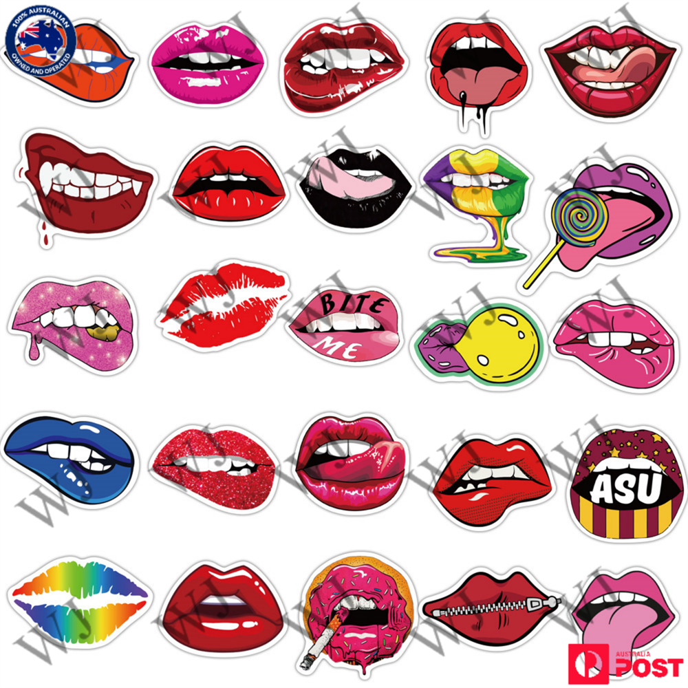 50pcs Hot Lips Sexy INS VSCO Vinyl Decal Stickers Laptop Waterproof ...