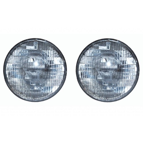 7" Halogen Sealed Beam Glass 12V Headlight Head Lamp Light Bulb Pair ...