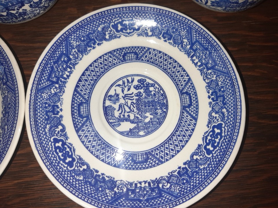 VINTAGE BLUE WILLOW set of 2 Cup and saucers UNMARKED VERY GOOD | eBay
