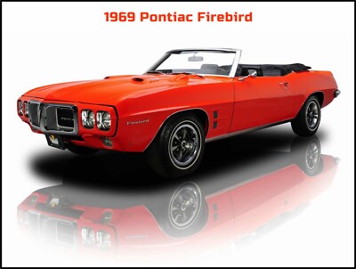 1969 Pontiac Firebird Convertible New Sign - 18x24" USA STEEL XL Size ...
