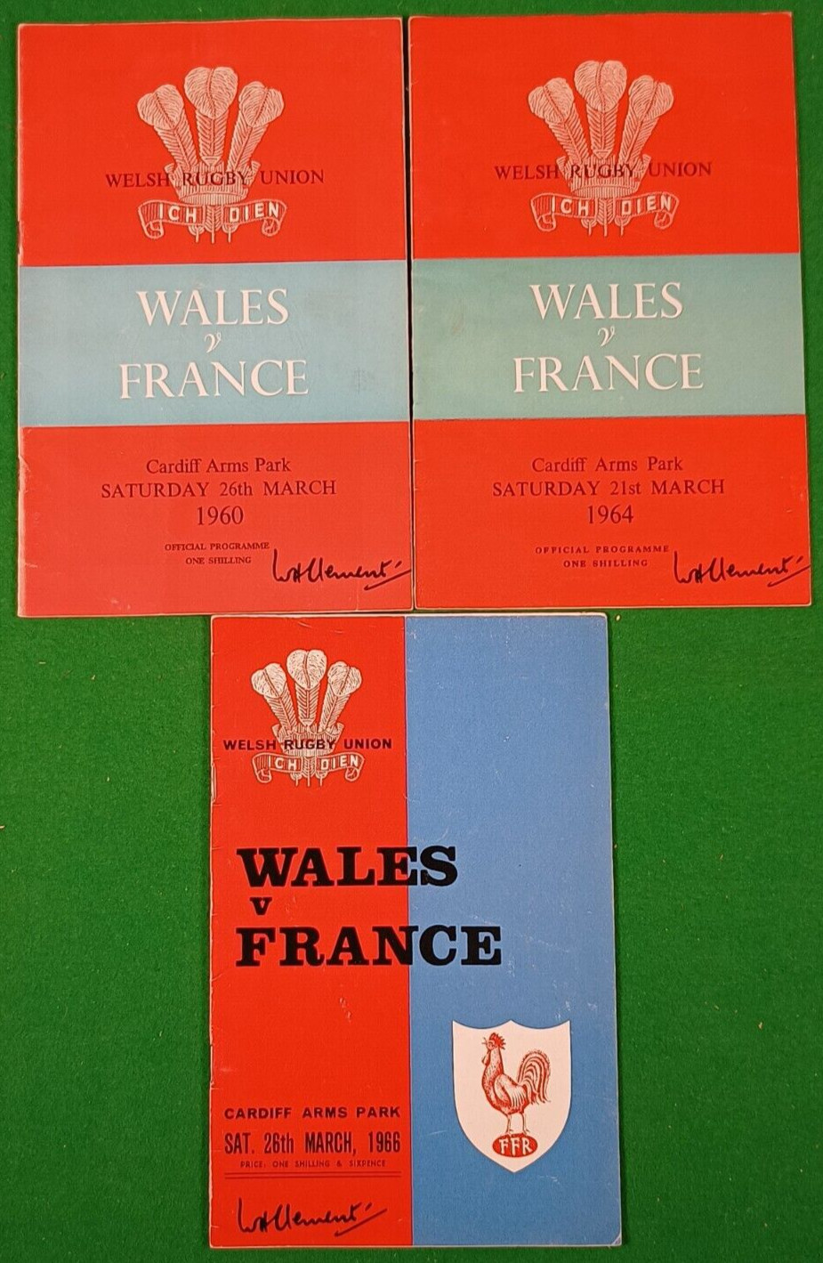 Wales v France 3 x Official Programmes Rugby | Grelly UK