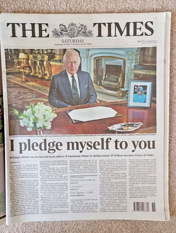 The Times Saturday 10th September 2022 King Charles III | eBay UK