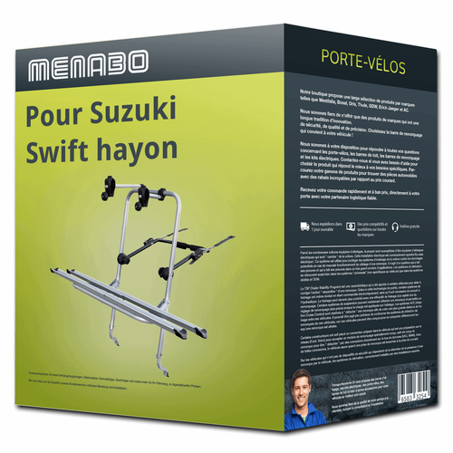 Porte-vélo Menabo Logic 2 pour Suzuki Swift hayon V type AZ 2 vélos TOP ...
