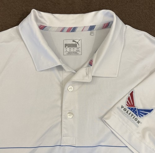 PUMA Mens White Blue Volition America Horizon Performance Golf Polo ...