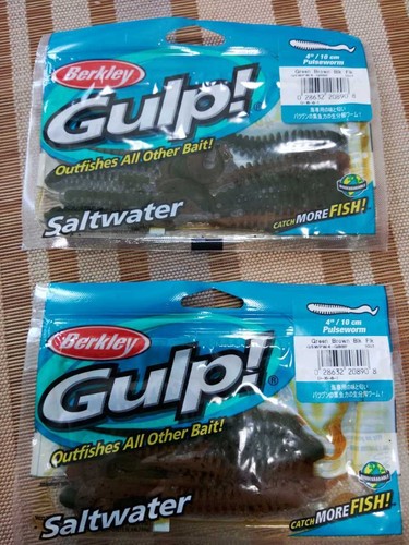 Gulp Pulse Worm Green Black Blue Flakes Set Of 2 | eBay