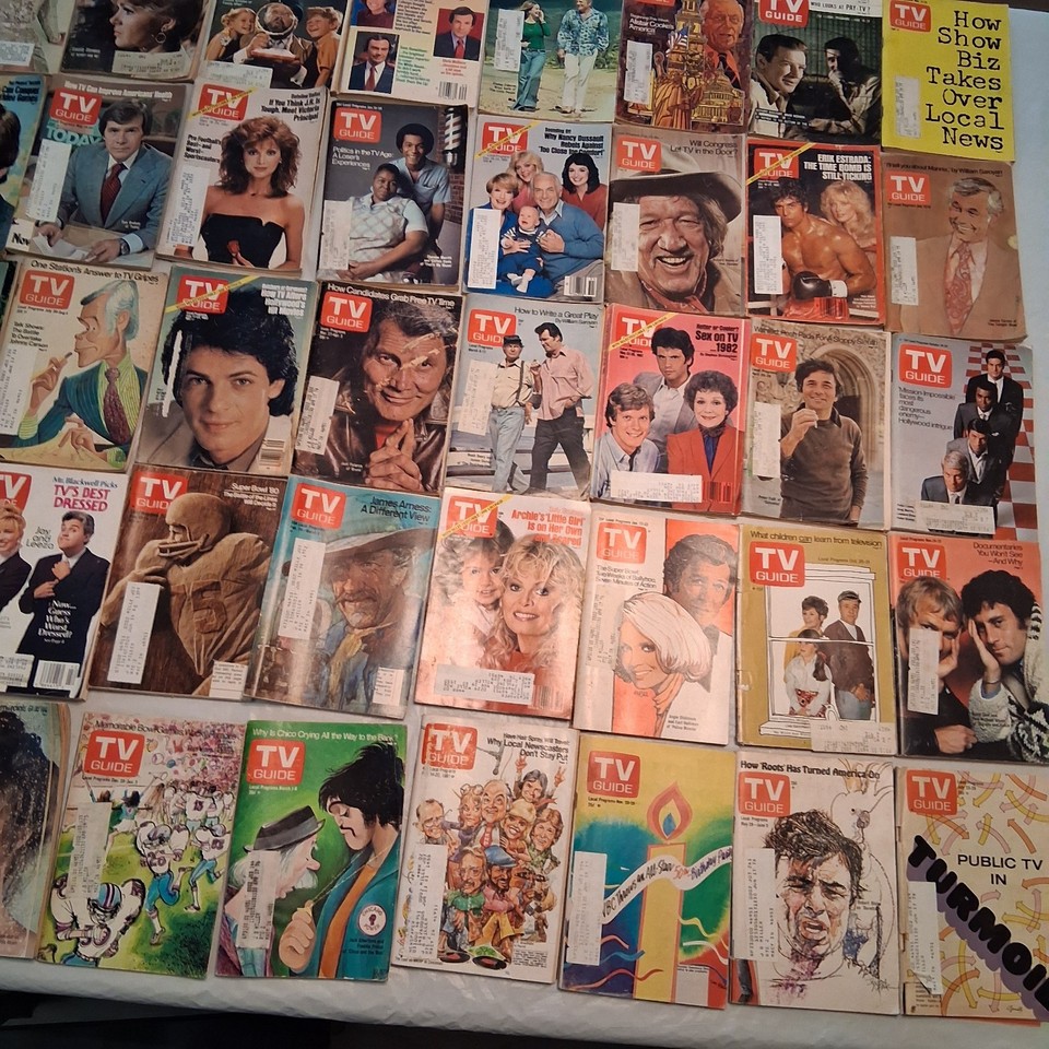 Huge Lot of 142 Vintage TV Guides From The 1960s - 90s Mork Alf Madden ...