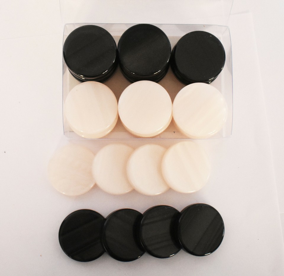 30 Acrylic Backgammon Checkers - Chips Black & White 1.4 inches - High ...