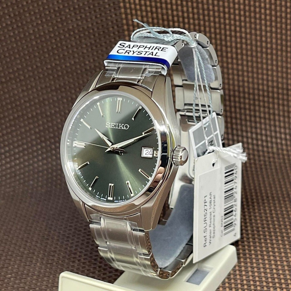 Seiko SUR527P1 Conceptual Quartz Elegant Green Analog Sapphire Men's ...